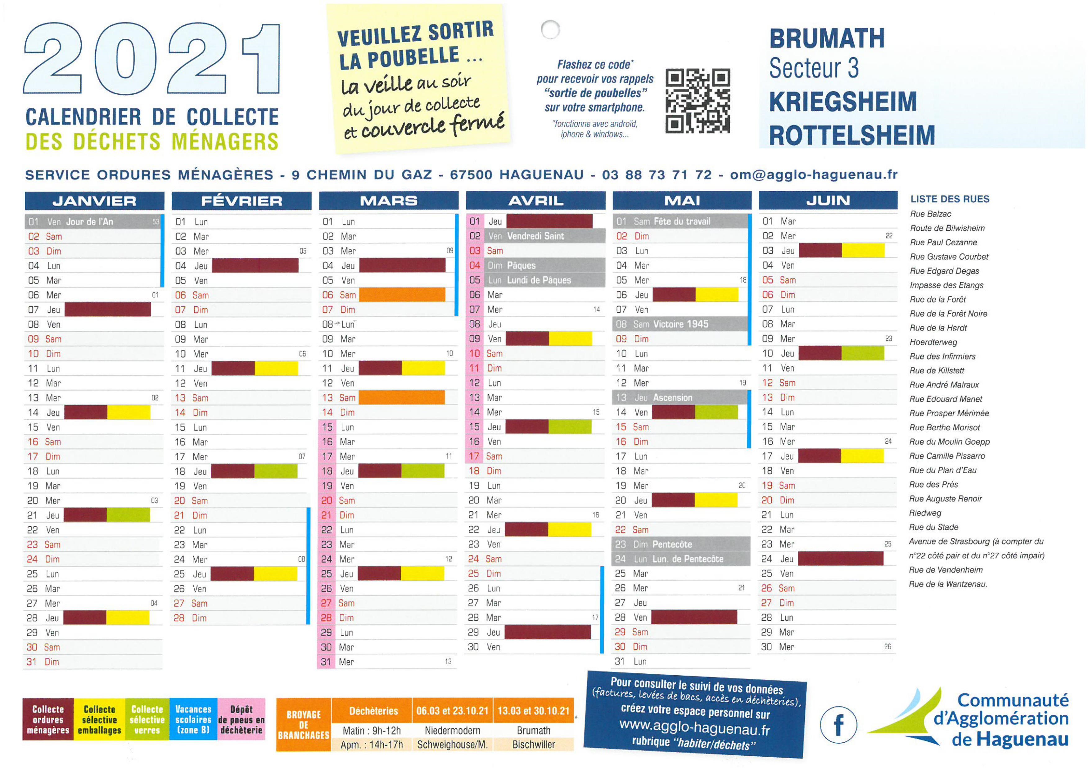 CALENDRIER ORDURES MENAGERES 2021